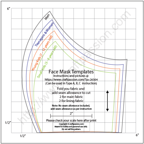 Face Mask Pattern (FREE), 4 Sizes - Best Fit Ever • Craft Passion