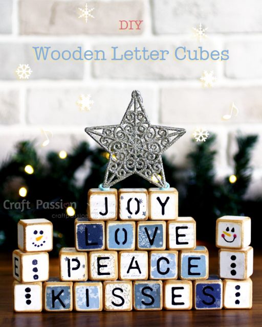 Letter Cubes With Wooden Blocks - Easy To DIY | Craft Passion