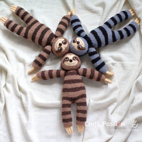 How To Sew Sock Sloth Stuffed Animal, Smie - Free Pattern