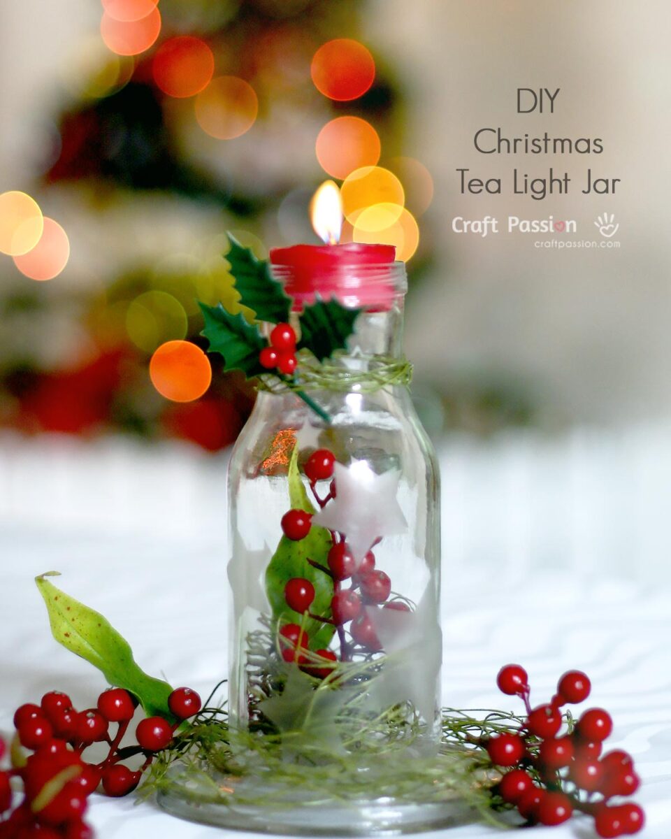 Frosted Jar Tea light Stand - DIY Christmas Craft • Craft Passion