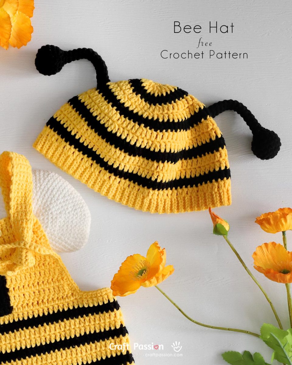 Free Bee Hat Crochet Pattern: 4 Baby Sizes • Craft Passion
