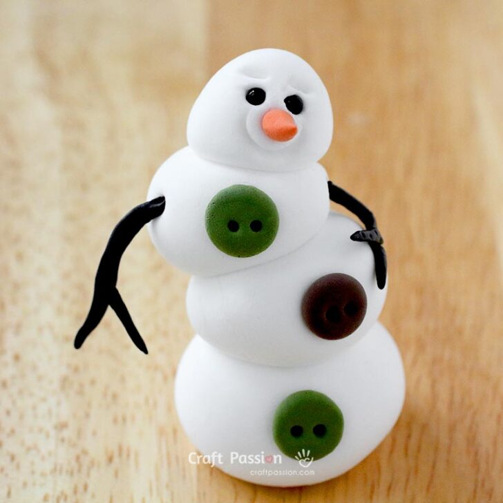 Cute DIY Snowman With Air Dry Foam Clay • Craft Passion