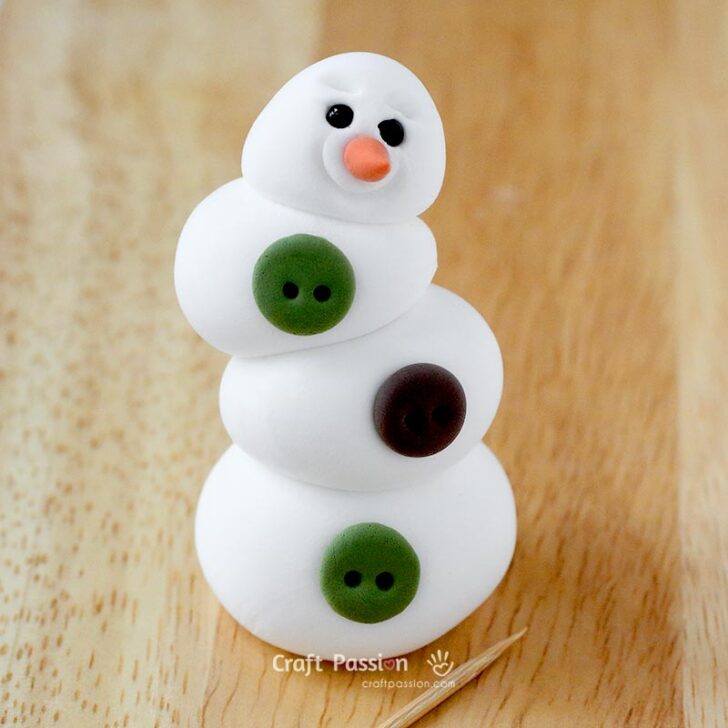 Cute DIY Snowman With Air Dry Foam Clay • Craft Passion