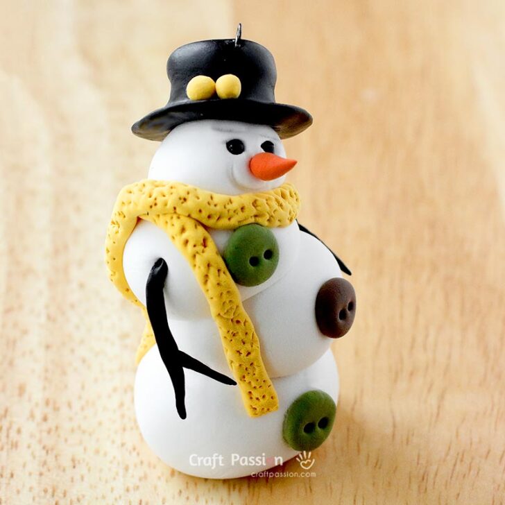 Cute DIY Snowman With Air Dry Foam Clay • Craft Passion