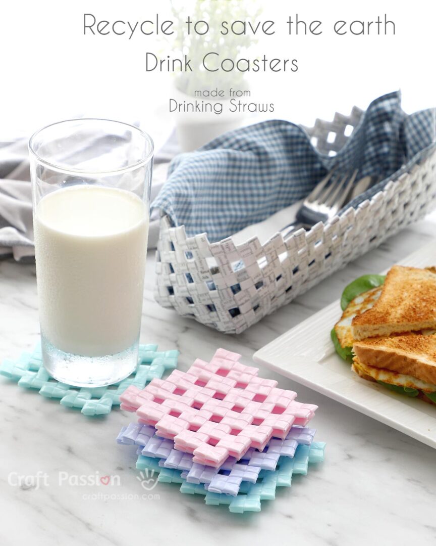 How To Make Coasters From Drinking Straws • Easy Recycle Craft