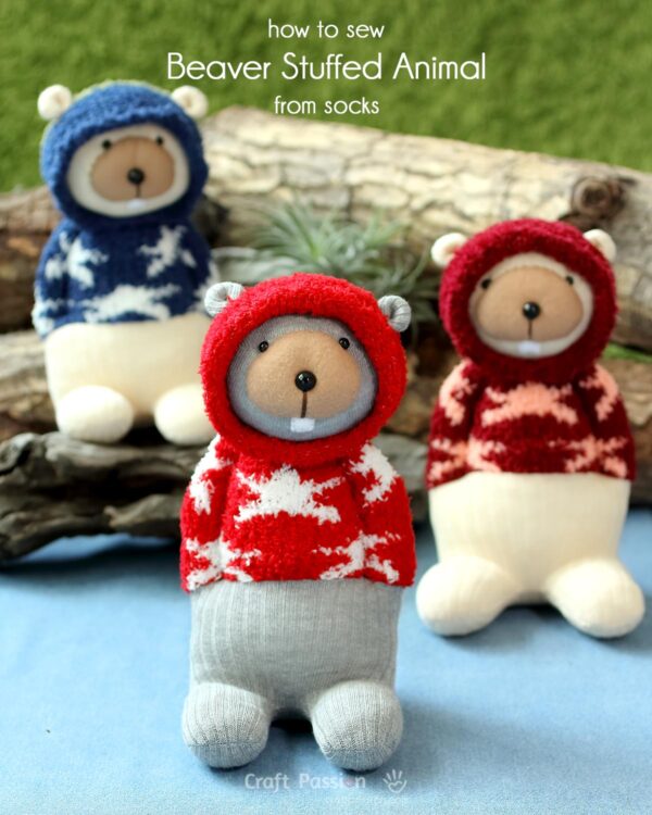 How To Sew Sock Beaver Stuffed Animal - Free Pattern • Craft Passion