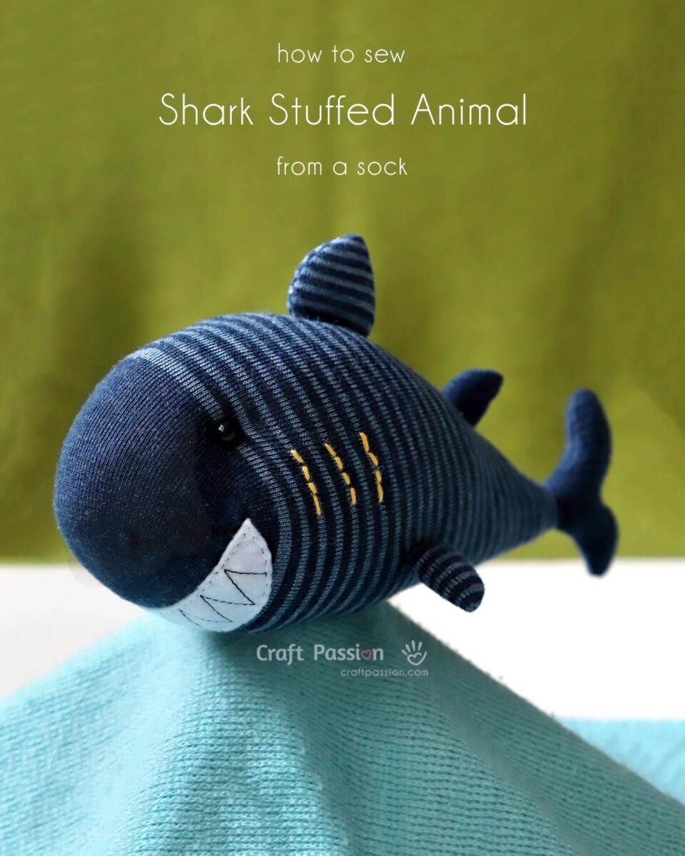 Sock Shark Stuffed Animal, Solo - Free Sewing Pattern & Tutorial