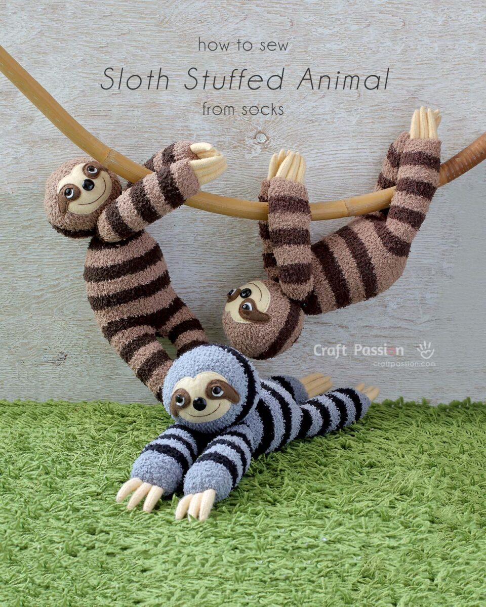 How To Sew Sock Sloth Stuffed Animal, Smie - Free Pattern