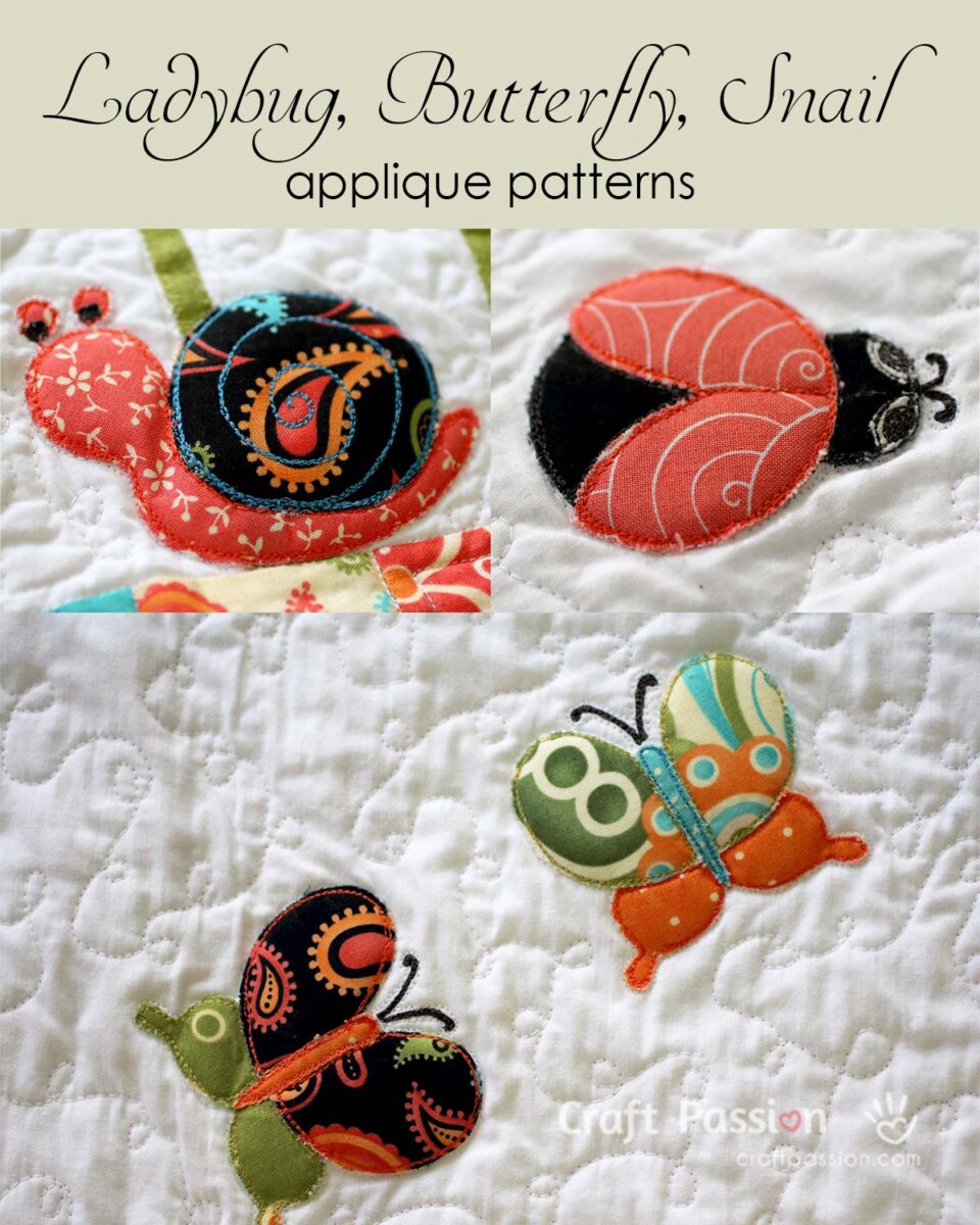 Free Butterfly Appliqué Pattern With Snail & Ladybug Patterns