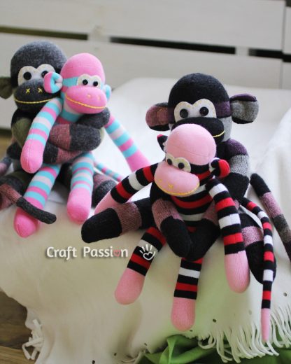 Sock Monkey Stuffed Animal • #1 Guide Free Sewing Pattern